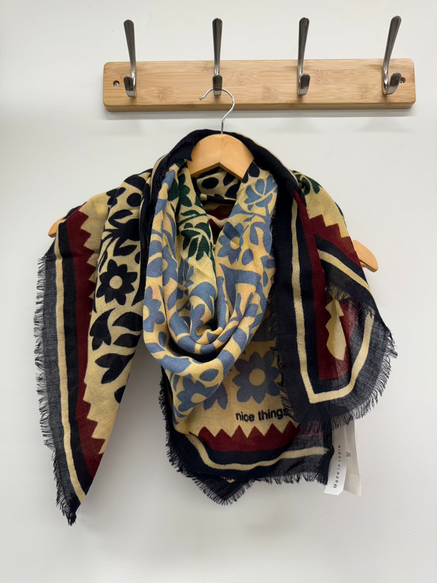 Nice Things Folk Print Scarf – Clevedon Woolshed