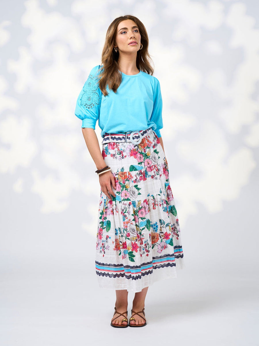 Pandora Skirt in White Multi – Clevedon Woolshed