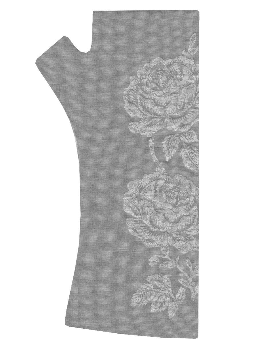 Merino Fingerless Gloves - Silver Vintage Rose – Clevedon Woolshed