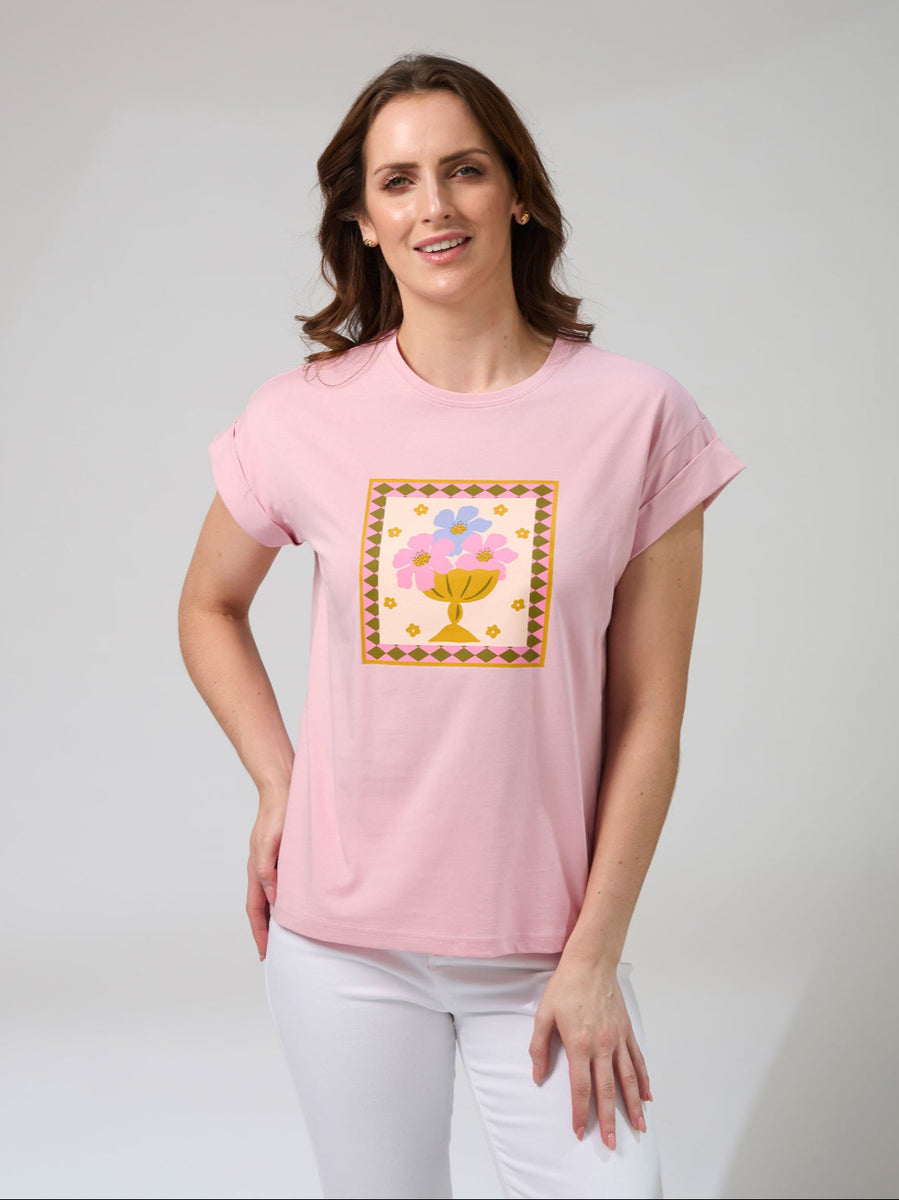 Mauve Jardin Tile Cuff Tee – Clevedon Woolshed