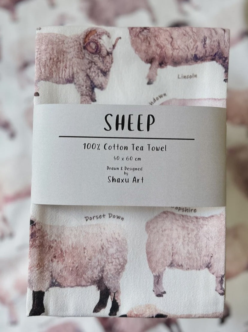 NZ Sheep Breeds Tea Towel – Clevedon Woolshed